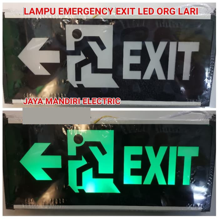 Jual LAMPU EXIT LED EMERGENCY ORG LARI DASAR HITAM LED HIJAU / SIGN ...