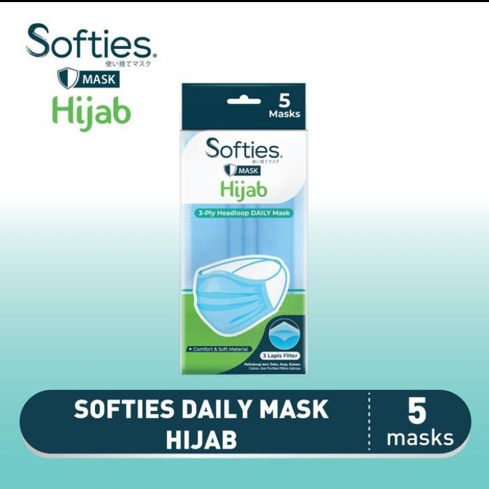 Jual Softies Daily Hijab Mask 5s - 1 pack isi 5 pcs masker hijab ...