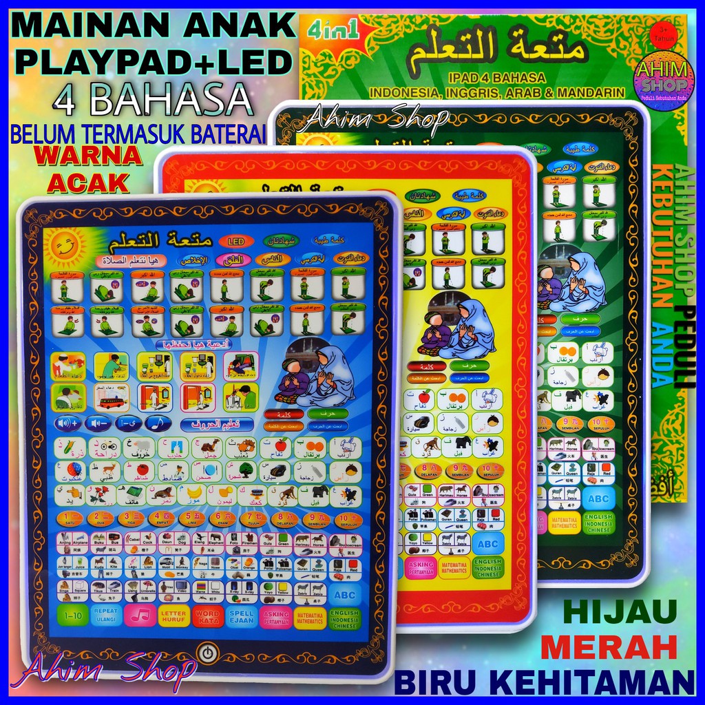 Jual Mainan Anak Playpad 4 Bahasa +LED iPad Muslim Tablet Edukasi ...