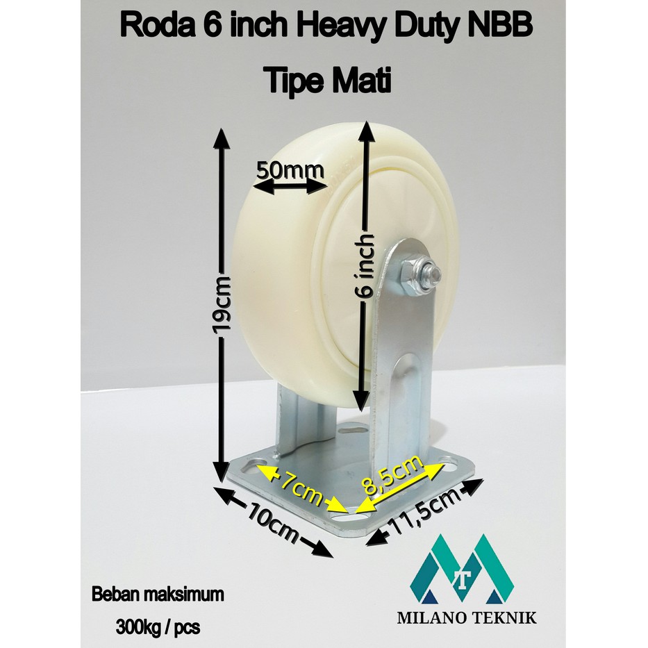 Jual Roda Troli 6" Mati Nilon HEAVY DUTY Nylon Ball Bearing | Shopee ...