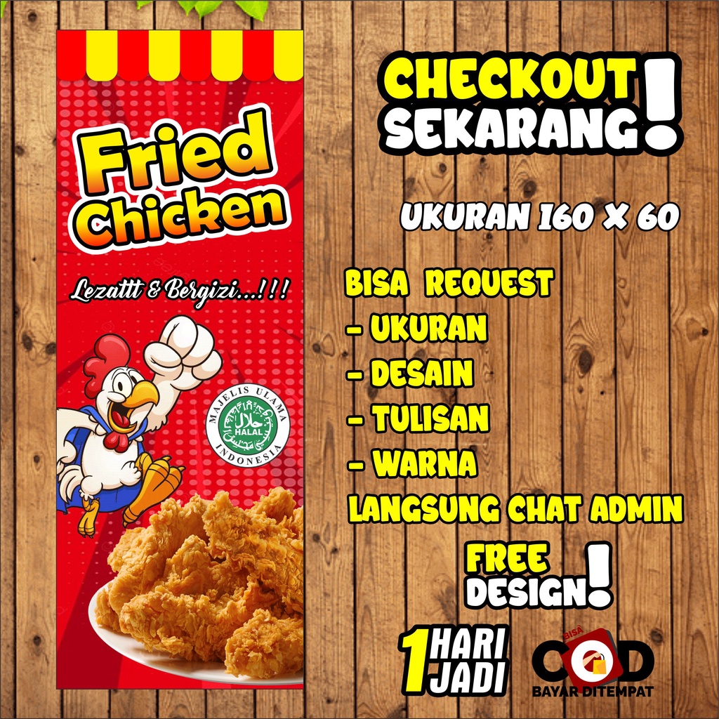 Jual Spanduk/Banner/Backdrop Banner Berdiri Fried Chiken Custom Satu ...