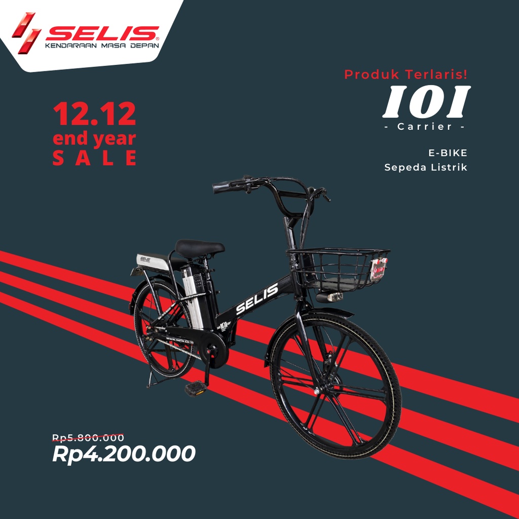 Jual Sepeda listrik Selis tipe IOI With Rear Carrier | Shopee Indonesia