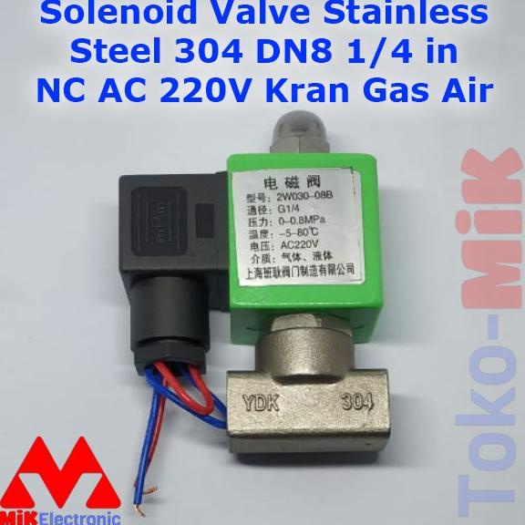Jual Solenoid Valve Stainless Steel 304 DN8 1/4 in AC 220V NC KRAN AIR GAS | Shopee Indonesia