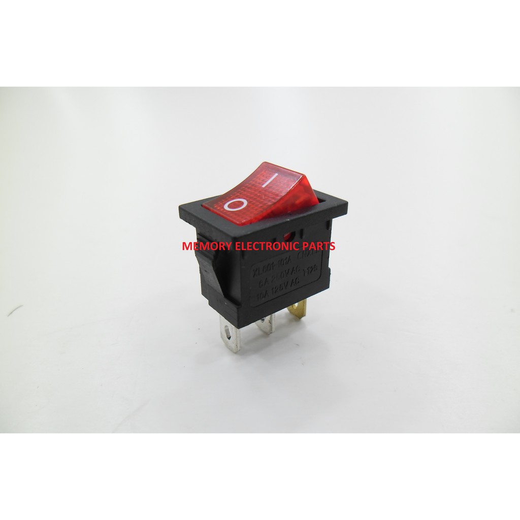Jual Rocker switch 3 pin segi merah lampu (switch karaoke +lampu ...