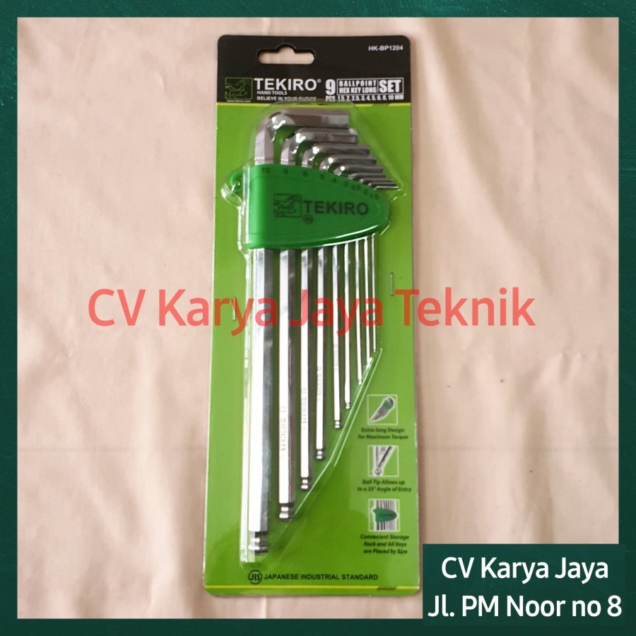 Jual Kunci L Panjang Set 9 pcs Tekiro Ballpoint Hex Key Long 1,5 - 10 ...