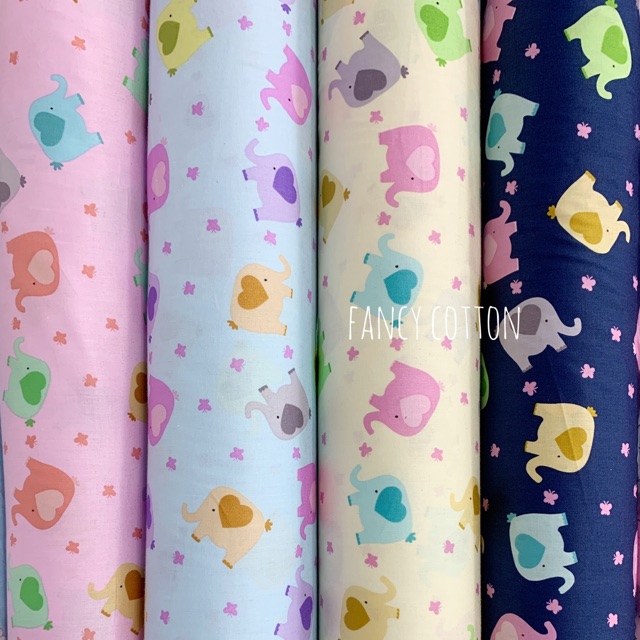Jual Kain Katun Jepang motif Fancy Elephant by tokai senko | Shopee ...