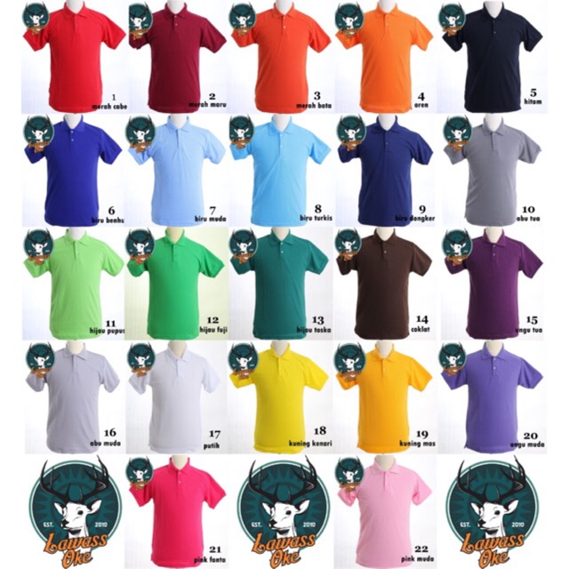 Jual Kaos Polo Shirt Baju Polos Pria Berkerah Wanita Banyak Warna Murah ...