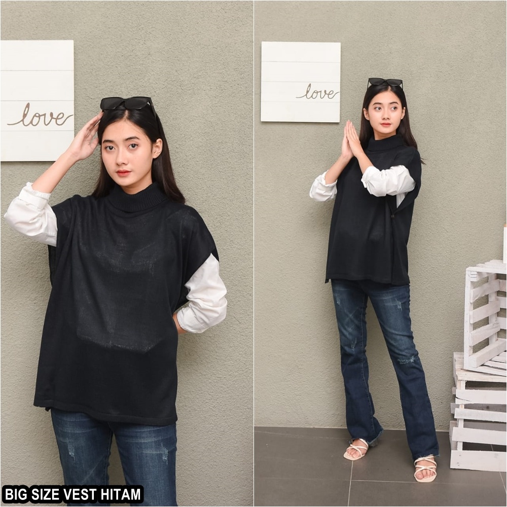 Jual NOUSKA - BIG SIZE VEST Rompi Rajut Korea Lucu Polos Korean Style ...