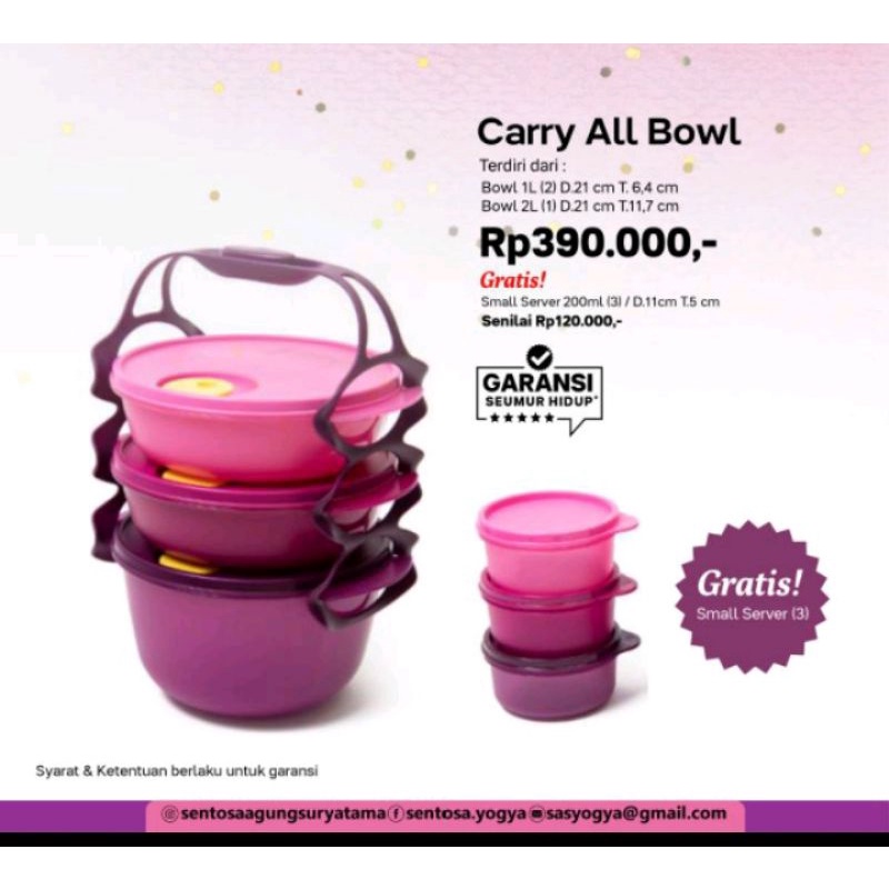 Jual Rantang Tupperware Carry all bowl Tupperware Free small server 3 ...