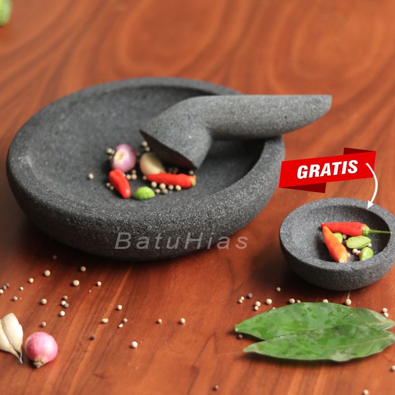 Jual ( 24 cm ) COBEK ULEKAN BAHAN BATU ALAM SUPER / Cobek Batu Gunung ...