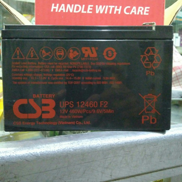 Jual Aki accu baterai kering UPS 12460 F2 VRLA CSB 12v 9Ah 460W ...