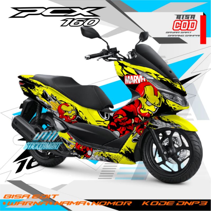 Jual sticker decal pcx 160 motif ironman kuning | Shopee Indonesia