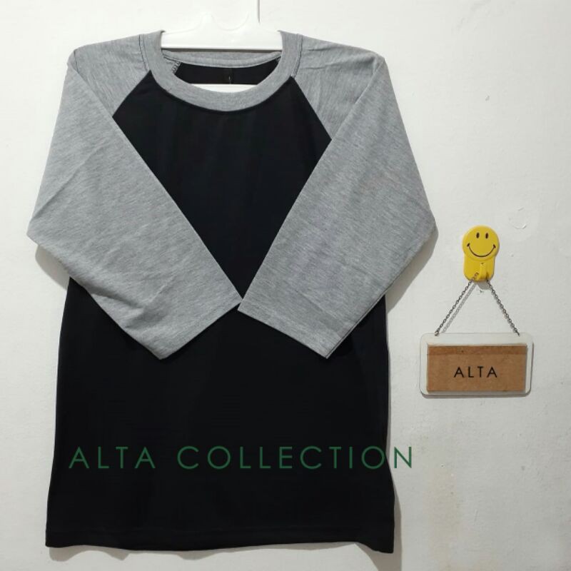 Jual Kaos polos raglan 3/4 - hitam tangan misty | Shopee Indonesia