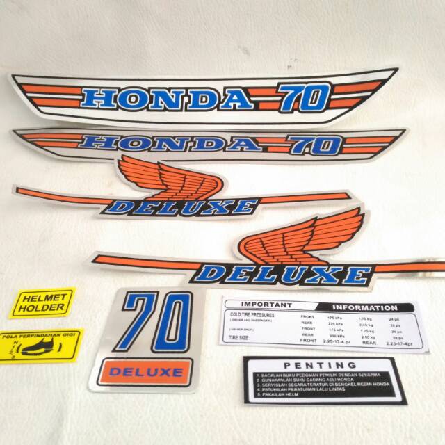 Jual Stiker body honda c70 warna orange biru strip 2 | Shopee Indonesia