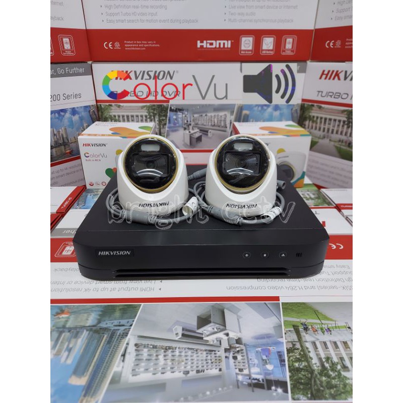 Jual Paket CCTV Hikvision Colorvu Audio 2MP 1080P 4 CH 2 Camera ...