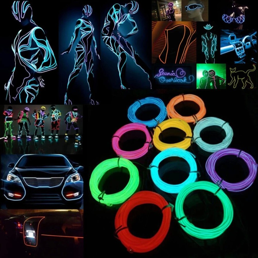 Jual Lampu EL Wire Neon Selang Flexible Sign Strip Fleksibel Per Meter ...