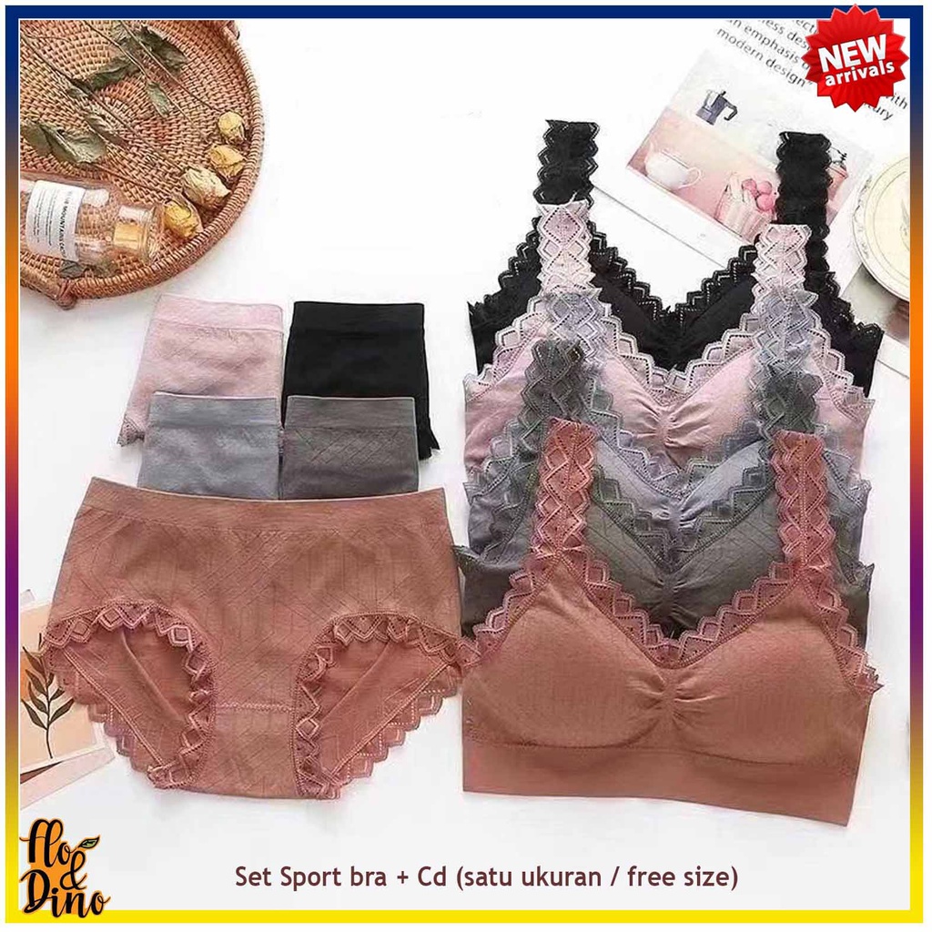 Jual Bra model sport dengan setelan celana dalam | set bra dengan Cd ...