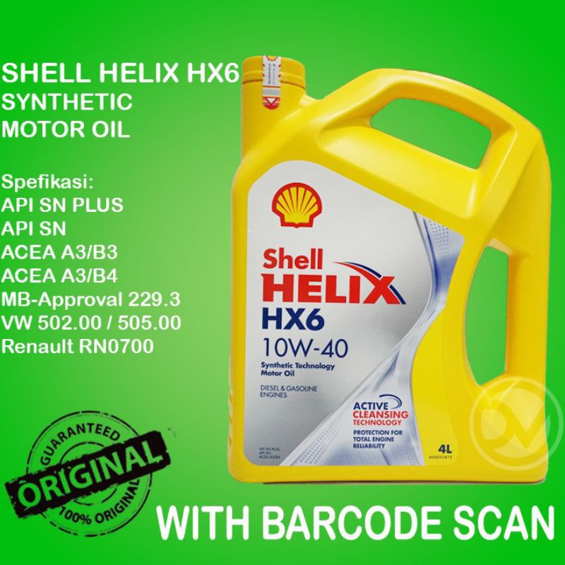 Jual Oli Shell Helix HX6 SAE 10W-40 4Liter Kuning | Shopee Indonesia