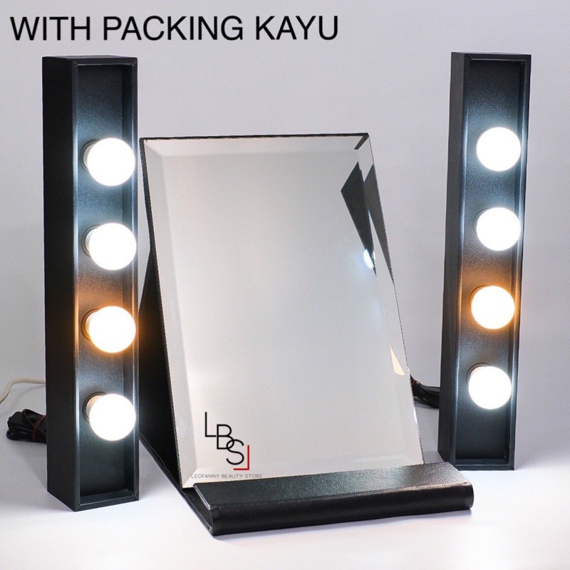Jual SET VANITY LIGHT BOX 4 FITTING & FOLDING MIRROR + PACKING KAYU ...