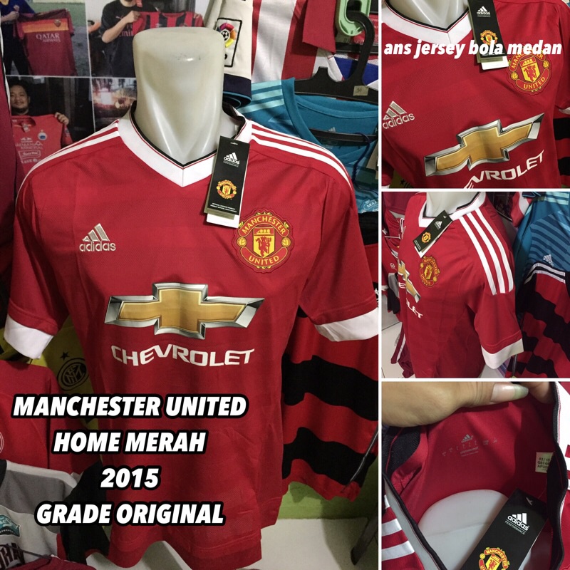 Jual Jersey bola Manchester Uniteddd Home Merah 2015 GO | Shopee Indonesia