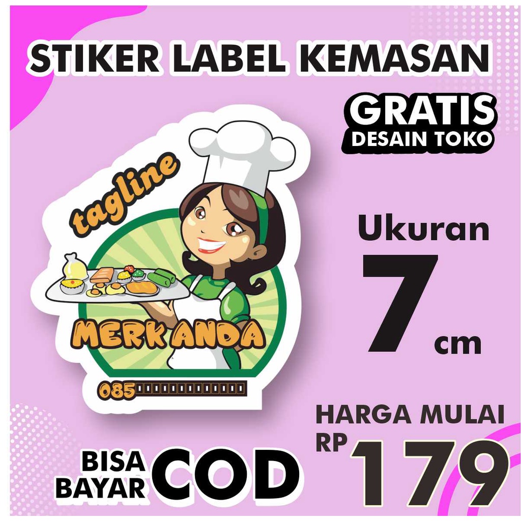 Jual (7cm) Stiker Kemasan / Stiker Label Nama Produk / Stiker Produk ...