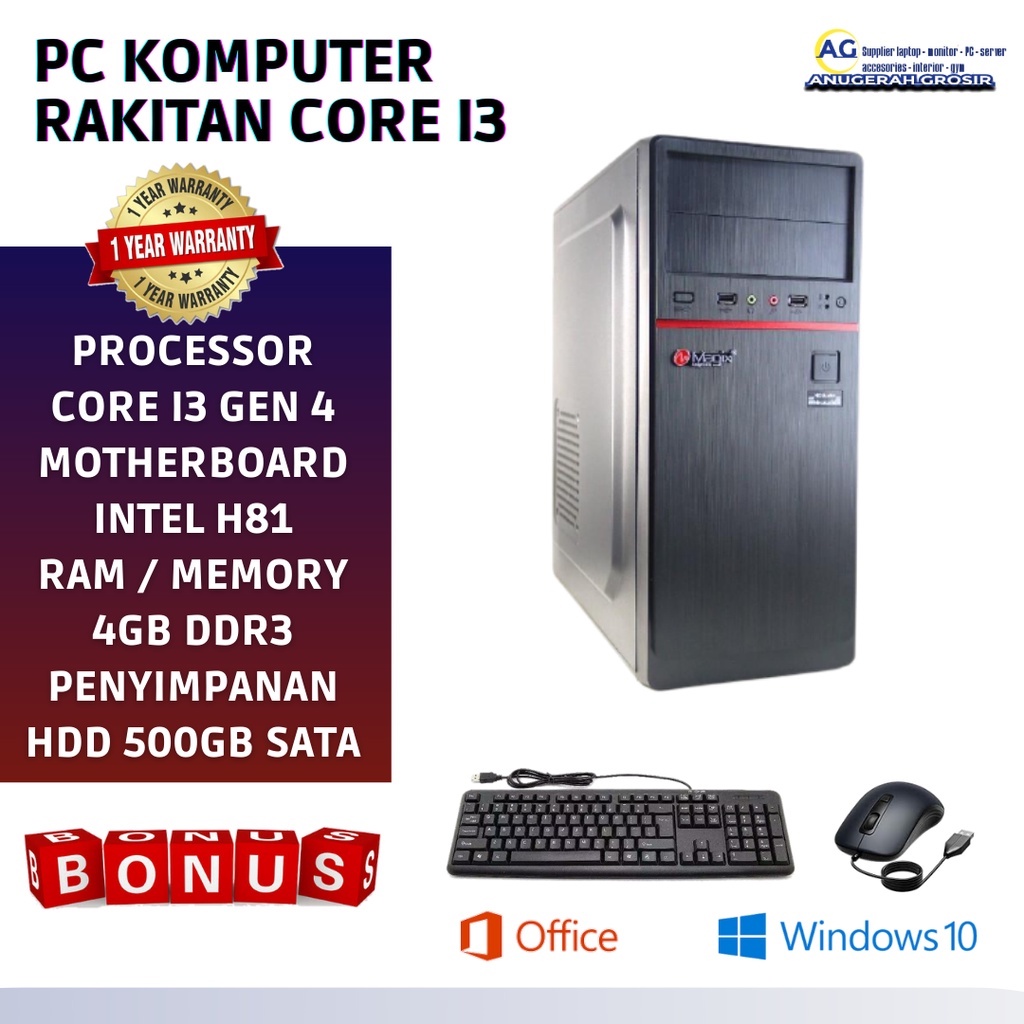 Jual PC CPU RAKITAN CORE I3 GEN4 RAM 4GB HDD 500GB MURAH COCOK UNTUK SEKOLAH KANTOR | Shopee ...