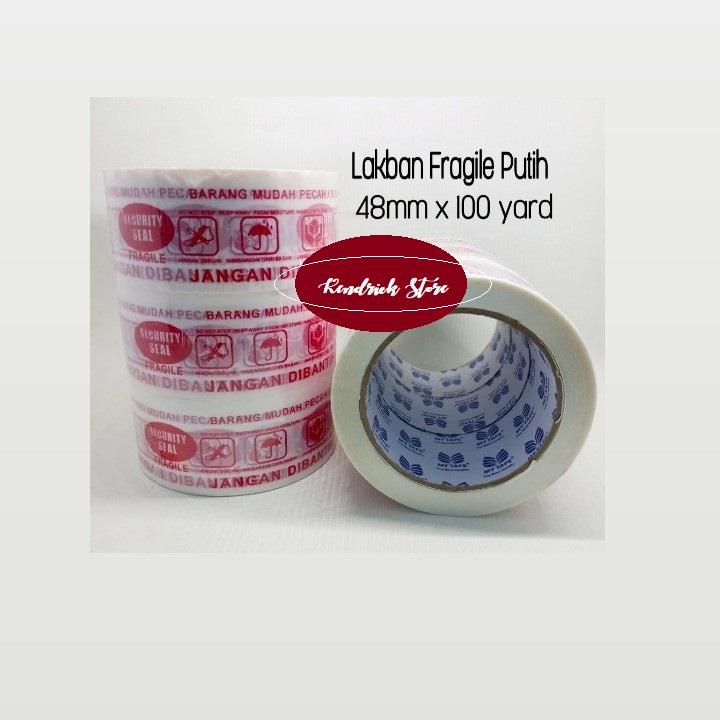 Jual Lakban Fragile Putih 48x100 Yard Fragile Putih Full | Shopee Indonesia