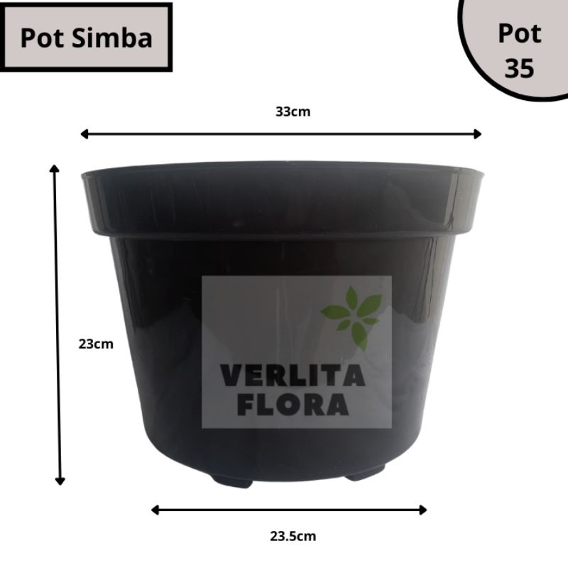 Jual Pot Tanaman Pot Bunga Plastik Simba 35 Hitam | Shopee Indonesia