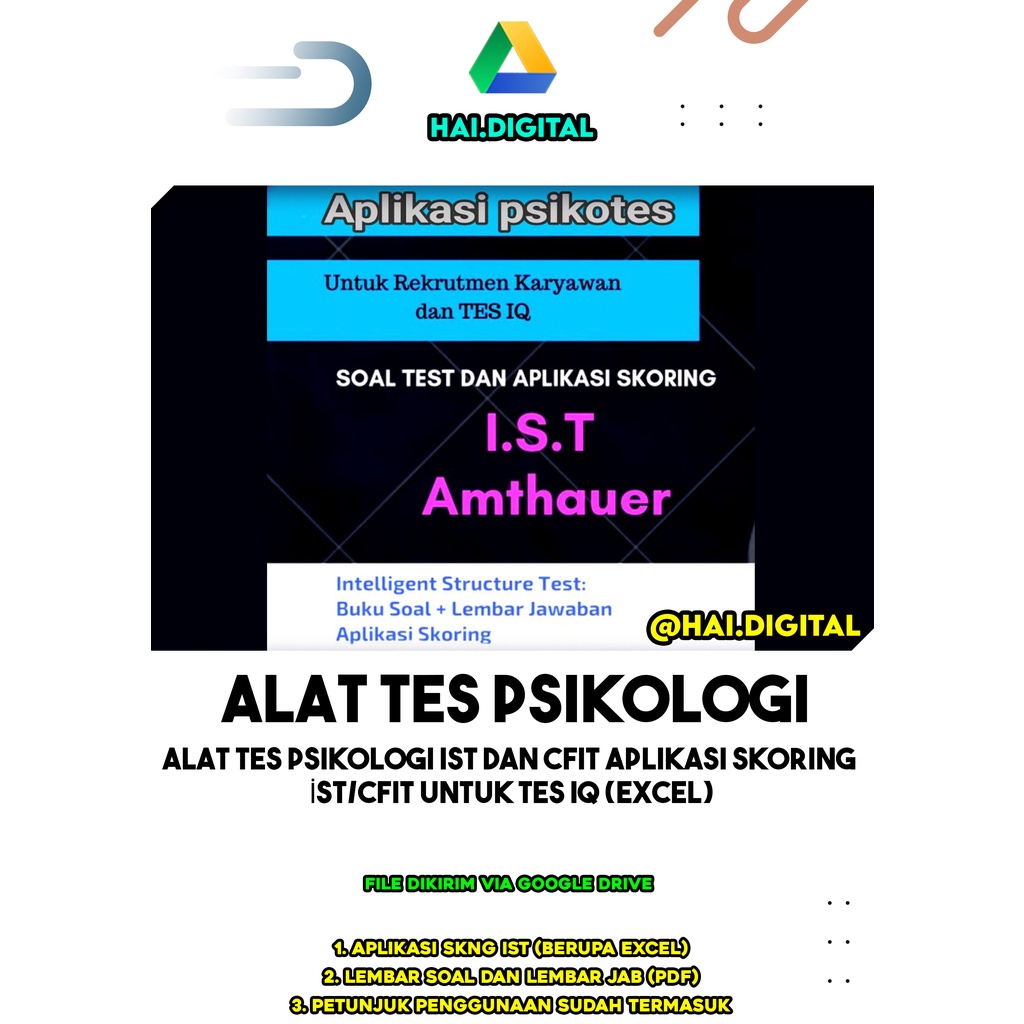 Jual Alat Tes Psikologi IST dan CFIT Aplikasi Skoring İST/CFIT untuk ...