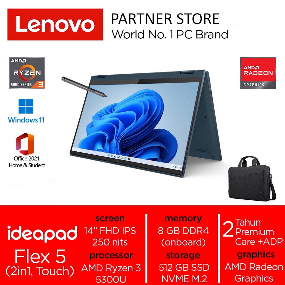 Jual Lenovo Flex 5 14 2IN1 TOUCH Ryzen 3 5300U 8GB 512SSD Radeon Win11 ...