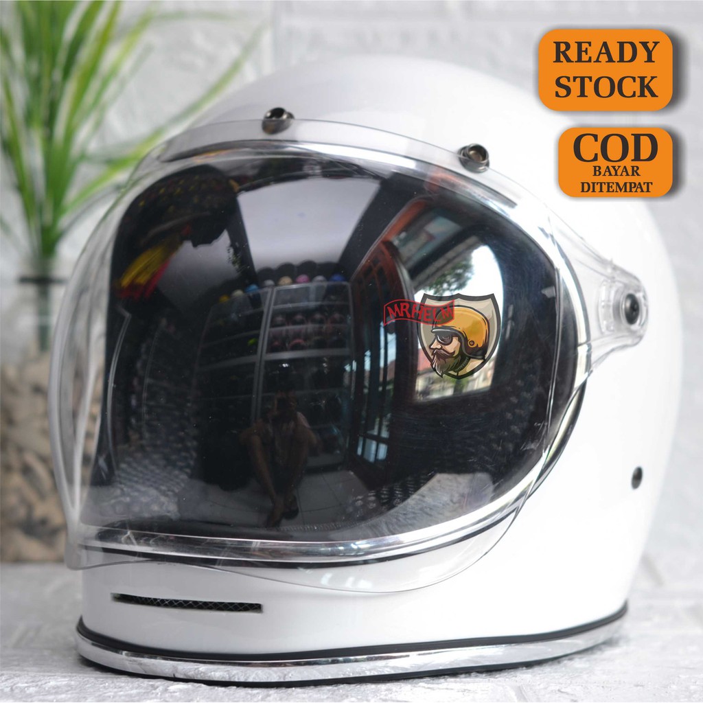 Jual HELM CUSTOM BELL BULLIT LIST CHROME WITH VISOR ( MR HELM ...