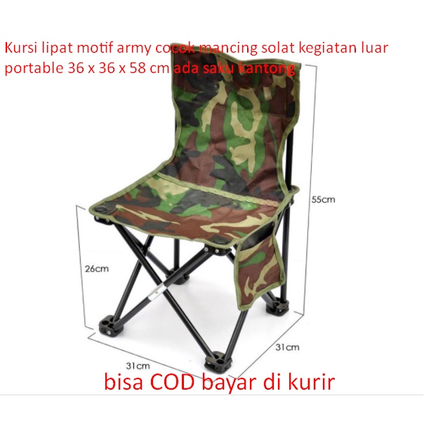 Jual Kursi lipat motif army cocok mancing solat kegiatan luar portable ...