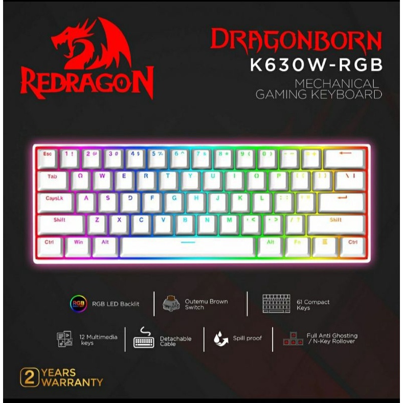 Jual Redragon K630RGB K630 RGB Dragonborn Keyboard Gaming Mechanical ...