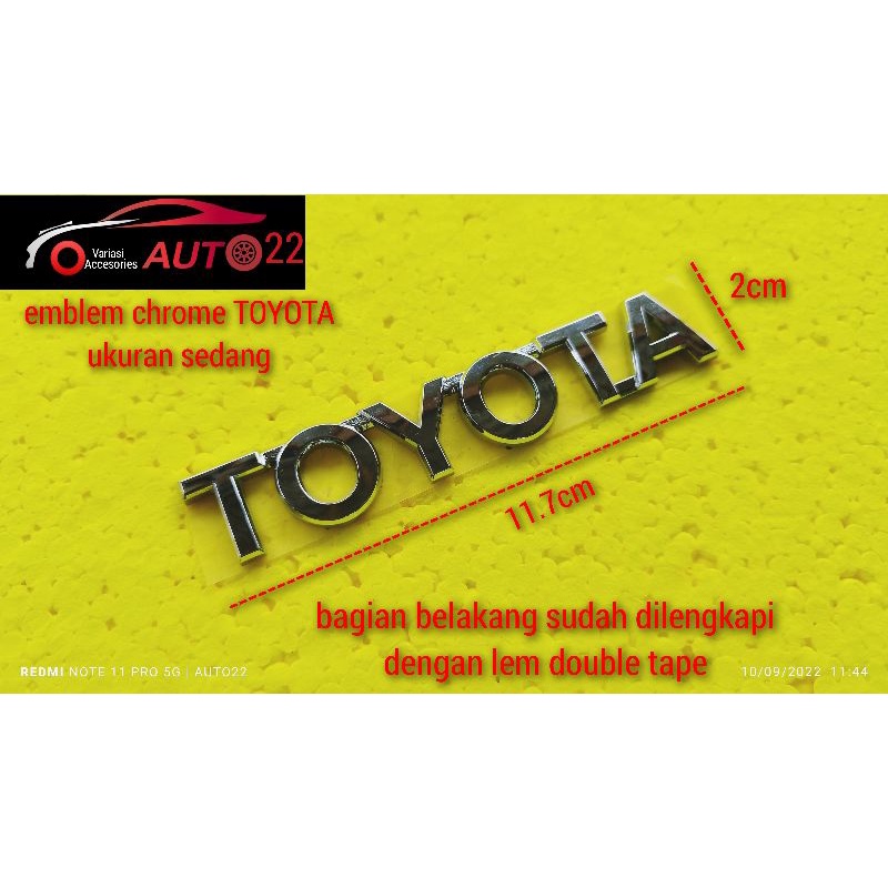 Jual emblem toyota tulisan toyota logo toyota ukuran sedang biasa ...