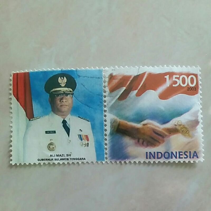 Jual (AA) Perangko Prisma Jabat Tangan Seri 1 - Ali Mazi, SH. 2003 Used ...