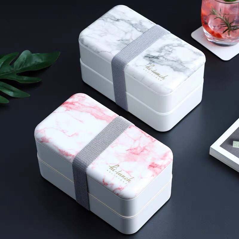 Jual Marble lunch box | kotak makan cantik aesthetic | Shopee Indonesia