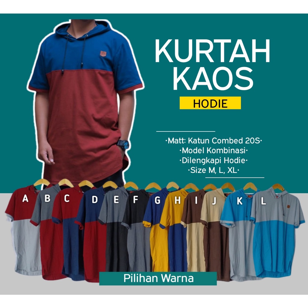 Jual KURTA GAMIS KAOS HOODY IKHWAN KAOS PANJANG KATUN COMMED 20S M L XL ...