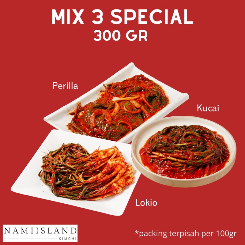 Jual Kimchi Mix 3 Special 300 gram (Perilla, Kucai, Lokio) | Shopee ...