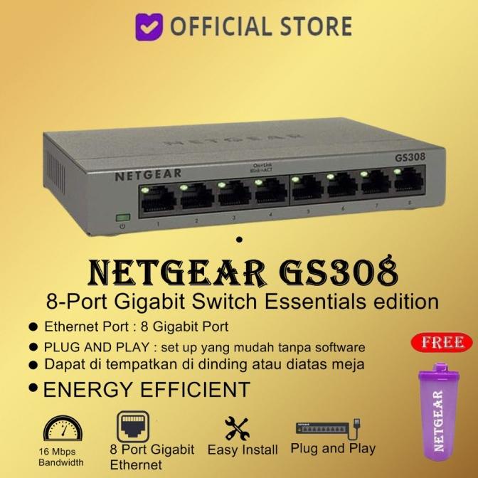 Jual NETGEAR GS308 ( 8 Port Gigabit Ethernet Switch ) | Shopee Indonesia