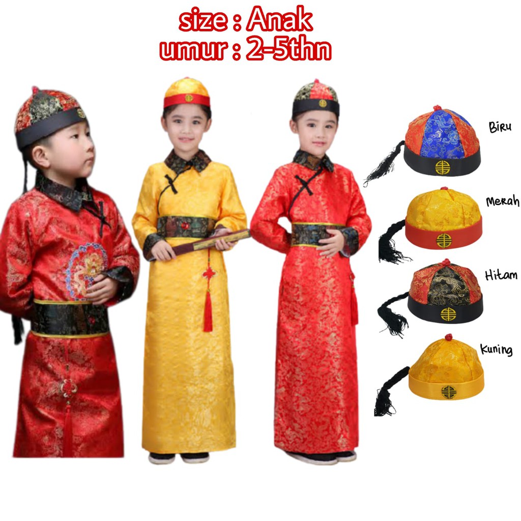Jual Topi Cheongsam Oriental Imlek China Cowok Ekor Rambut motif Fu ...