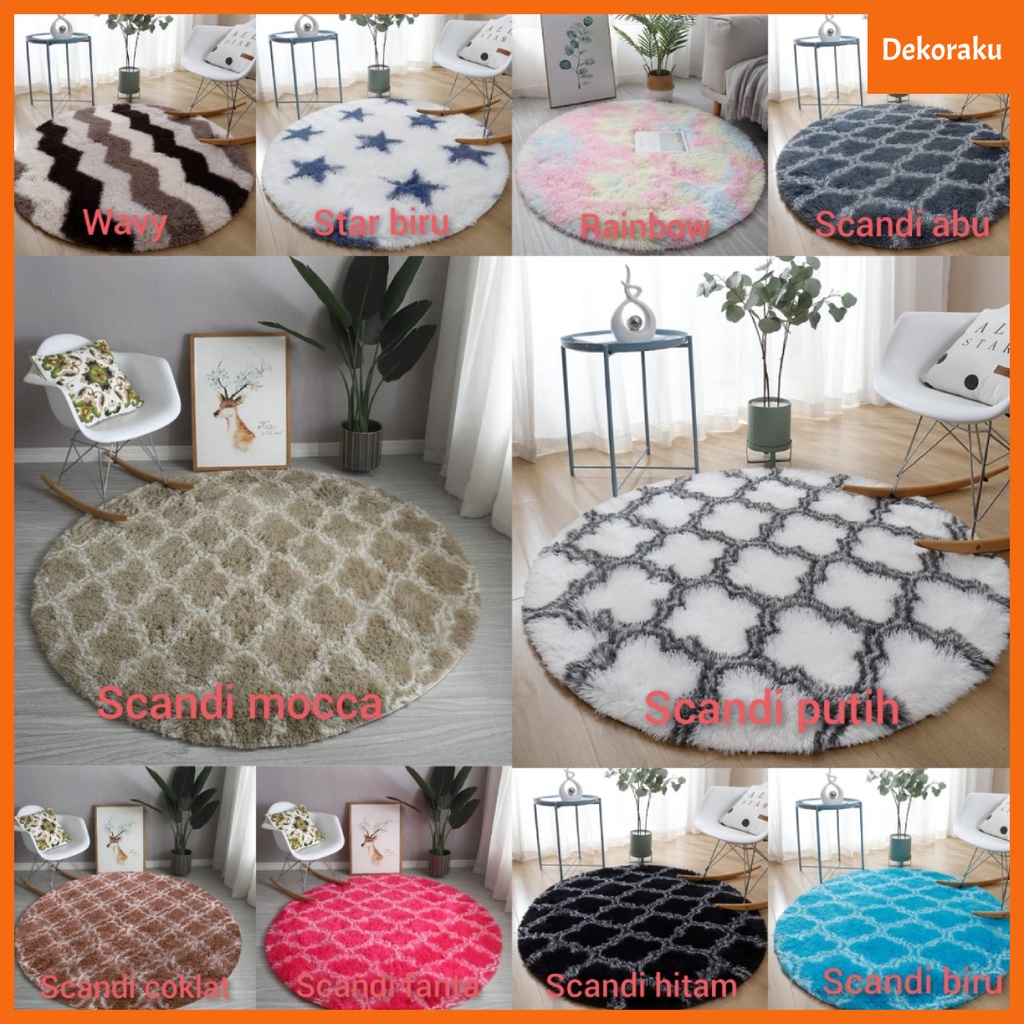 Jual Karpet Bulat Motif Karpet Lantai anti slip Dekorasi Ruangan ...
