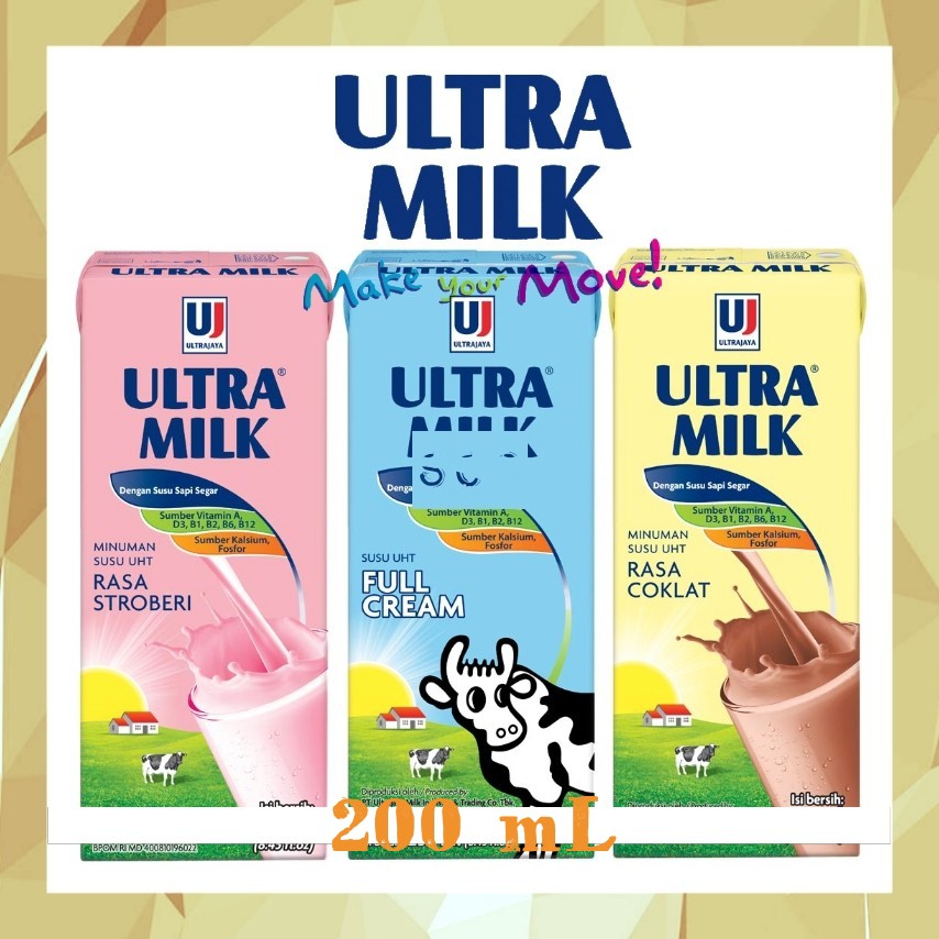 Jual 《OS3》 Ultra Milk susu UHT 200 mL rasa FULL CREAM | STRAWBERRY | COKLAT | Shopee Indonesia