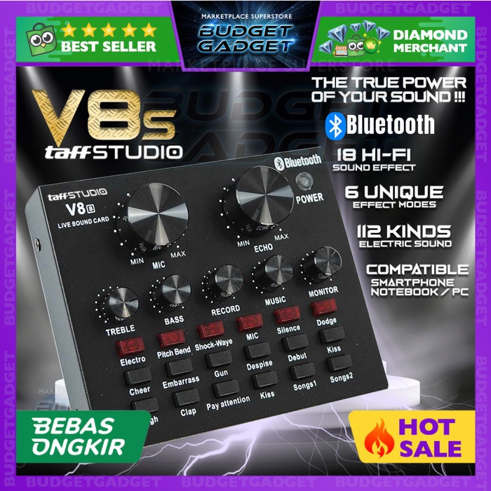 Jual TAFFWARE V8S LIVE MIXER BLUETOOTH USB EXTERNAL SOUNDCARD BROADCAST ...