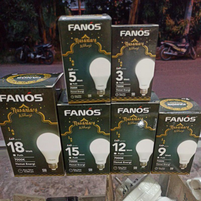 Jual Lampu Bohlam bulb LED FANOS Nusantara 3 5 9 12 15 18 watt cahaya putih | Shopee Indonesia