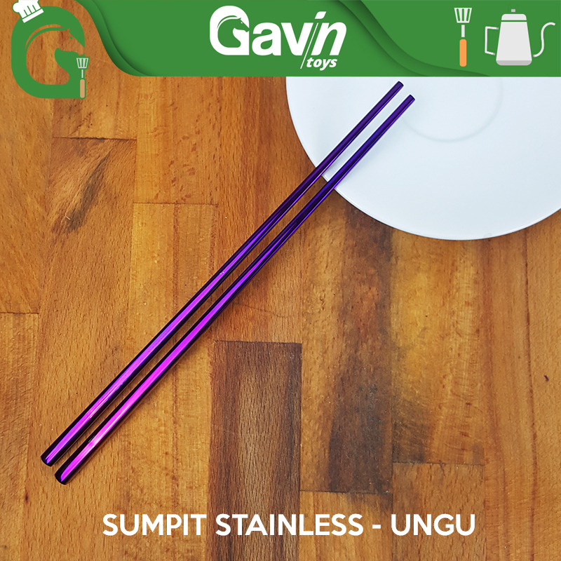 Jual Sumpit Stainless Purple Sumpit Hotel Korean Chopstick Ungu ...