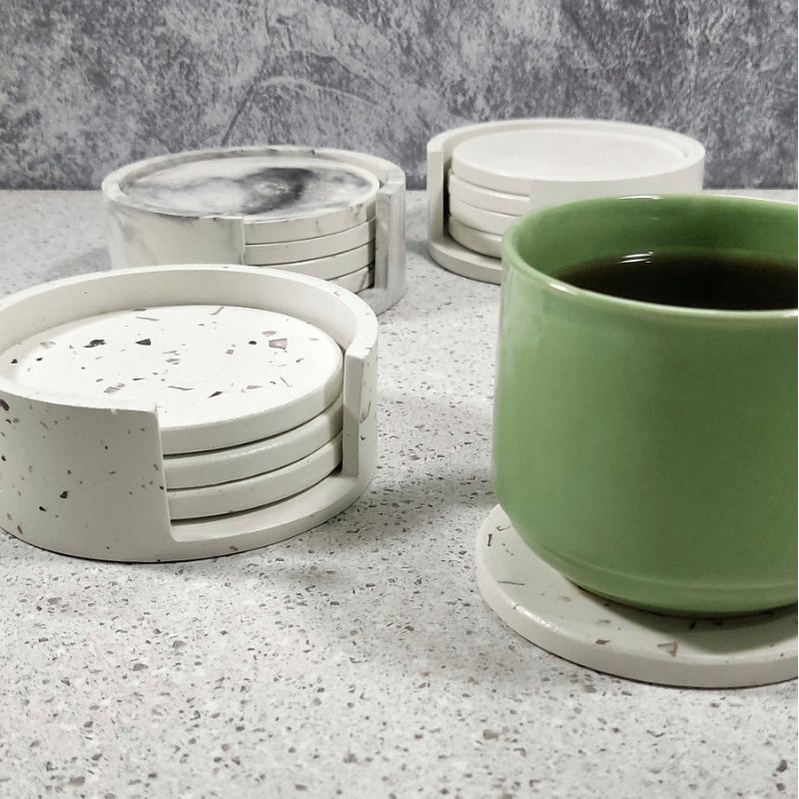 Jual Set Tatakan Gelas Cangkir (Isi 4) | Bahan Beton | Cup/Mug Concrete ...