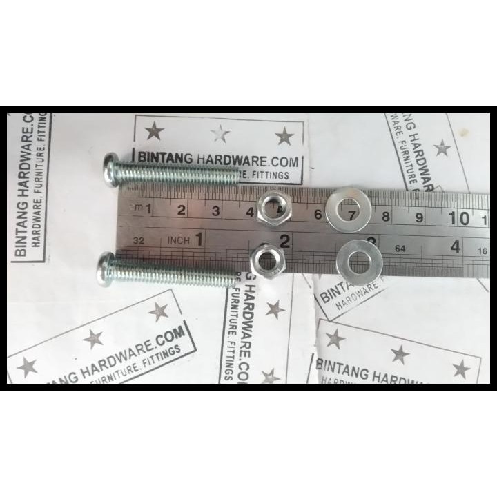 Jual Baut Jp 6X35 Set Mur Putih Ring Plat Baut Kepala Plus Hex Nut ...