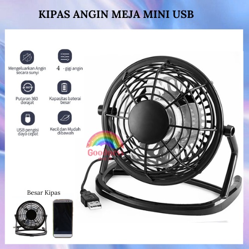 Jual KIPAS ANGIN MEJA KECIL KABEL 4 BALING/KIPAS ANGIN MINI USB Plastik ...