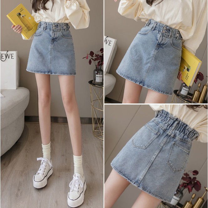 Jual Denim Skirt Rok Pendek Denim Rok Jeans Wanita Fashion Korea Style ...