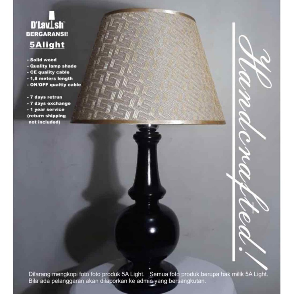 Jual Noble SOLID WOOD Black 50cm - Lampu Meja Hias/Tidur/Nakas | Shopee Indonesia